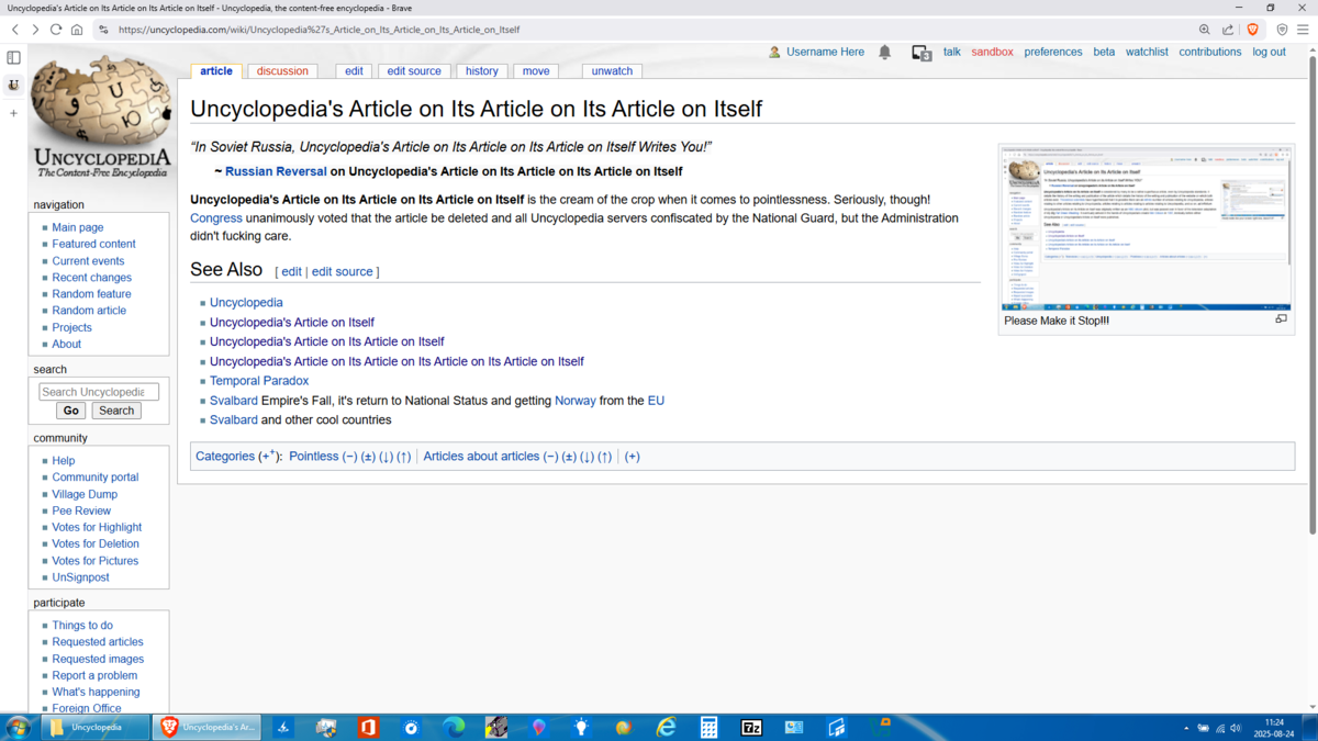 Uncyclopedia's Article on Its Article on Its Article on Its Article on ...